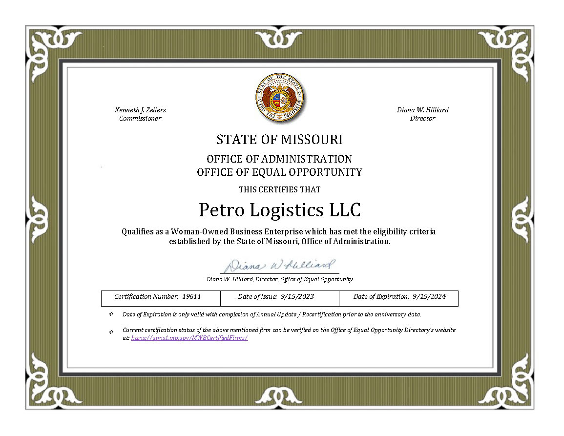Petro Logistics Certifications
